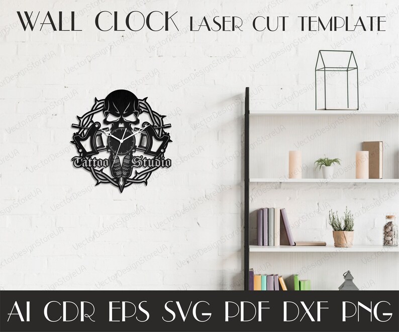 Tattoo Studio Clocktattoo Clock Svgtattoo Wall Arttattoo | Etsy