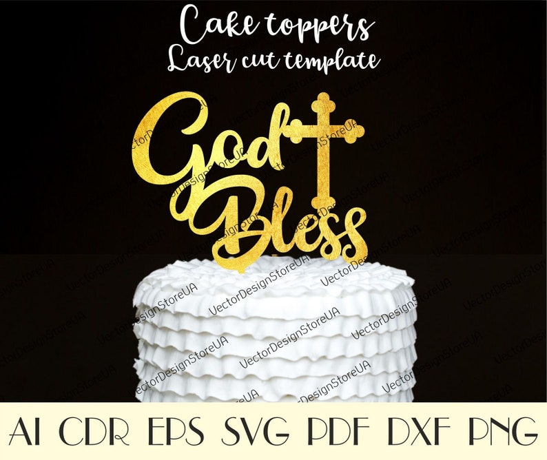 God Bless Cake Topper Filefirst Communion Cake - Etsy