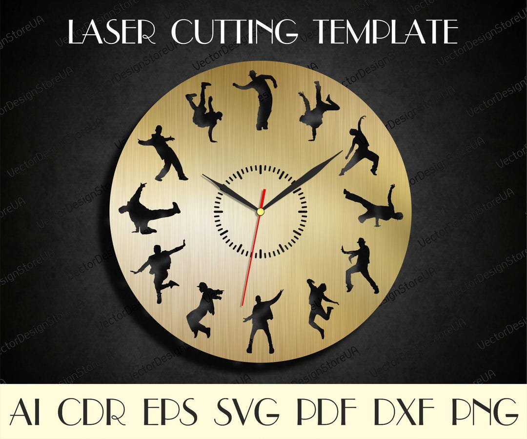 Dance Wall Art, Breakdance Clock Svg,hip Hop Dance Clock,break Dance ...