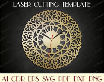 2 Filigree Wall Clock Templates Digital Vector Files Svg Dxf - Etsy