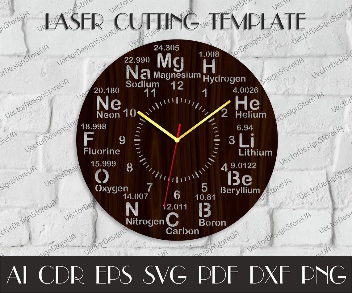 Periodic Table Clock Svgchemistry Art Dxfperiodic Table Wall - Etsy