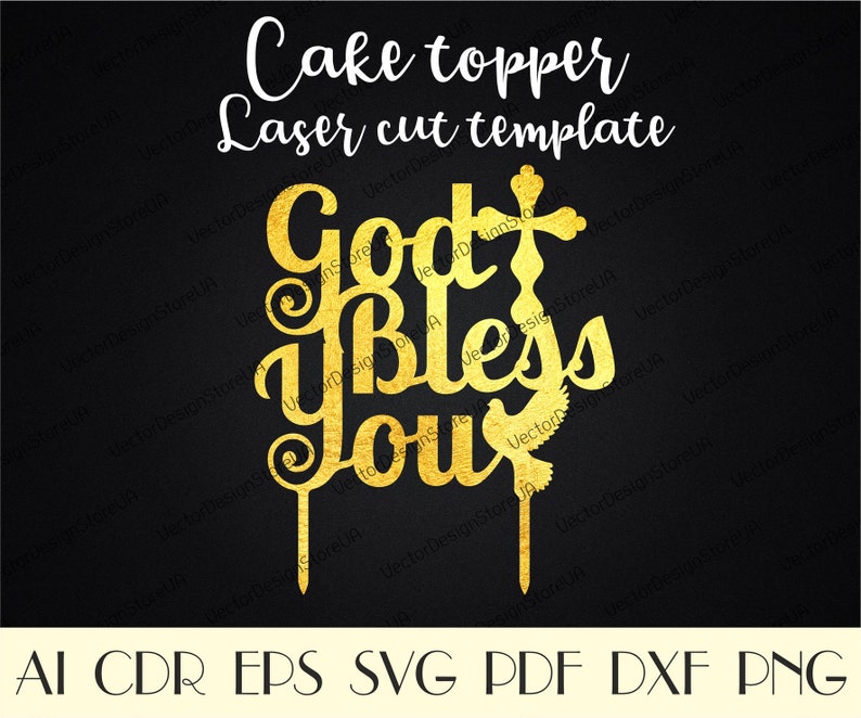 God Bless You Cake Topper Filefirst Communion Giftchristian | Etsy