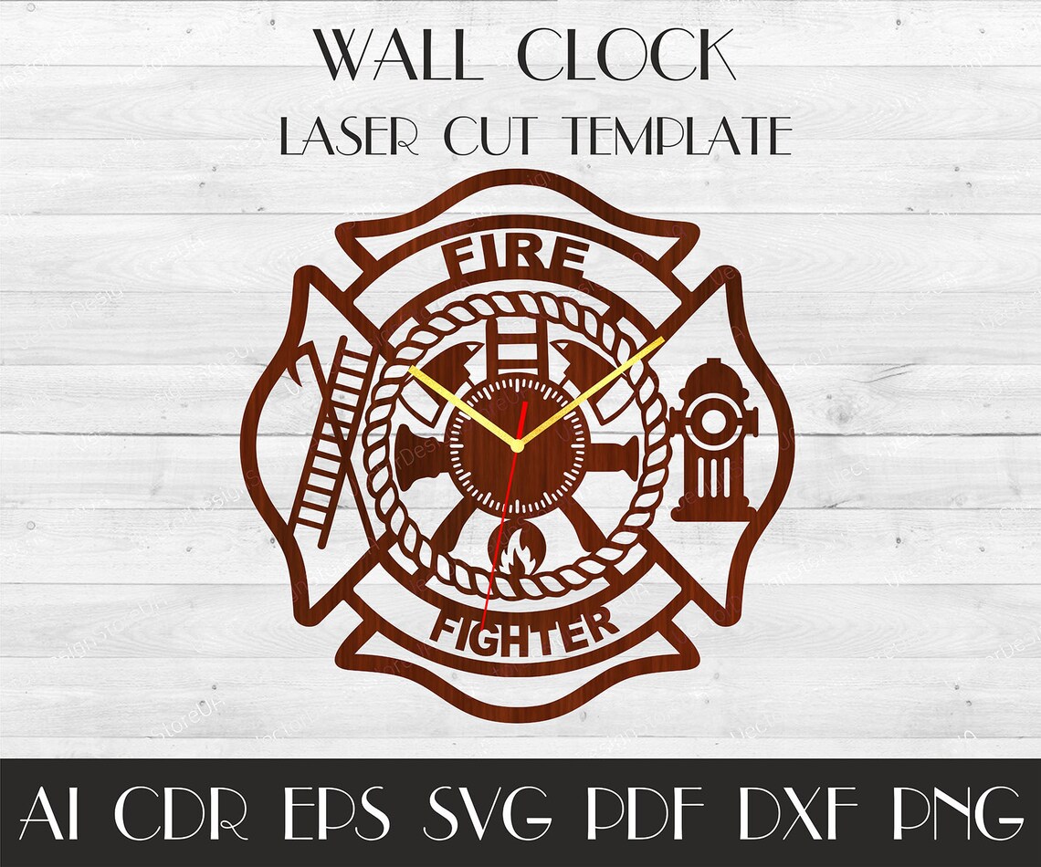 Firefighter Clock,firefighter Svg,clock Laser Cut,fire Fighter Gift ...