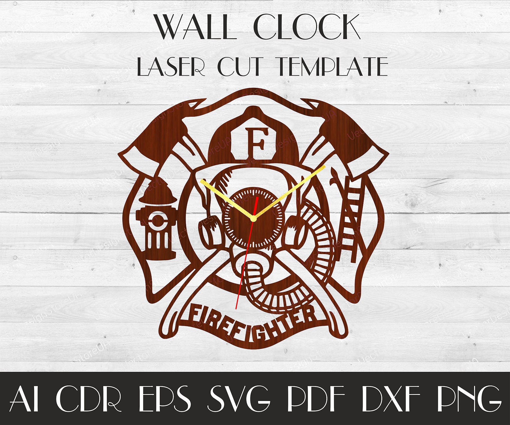 Firefighter Wall Clock firefighter Svgclock Laser | Etsy
