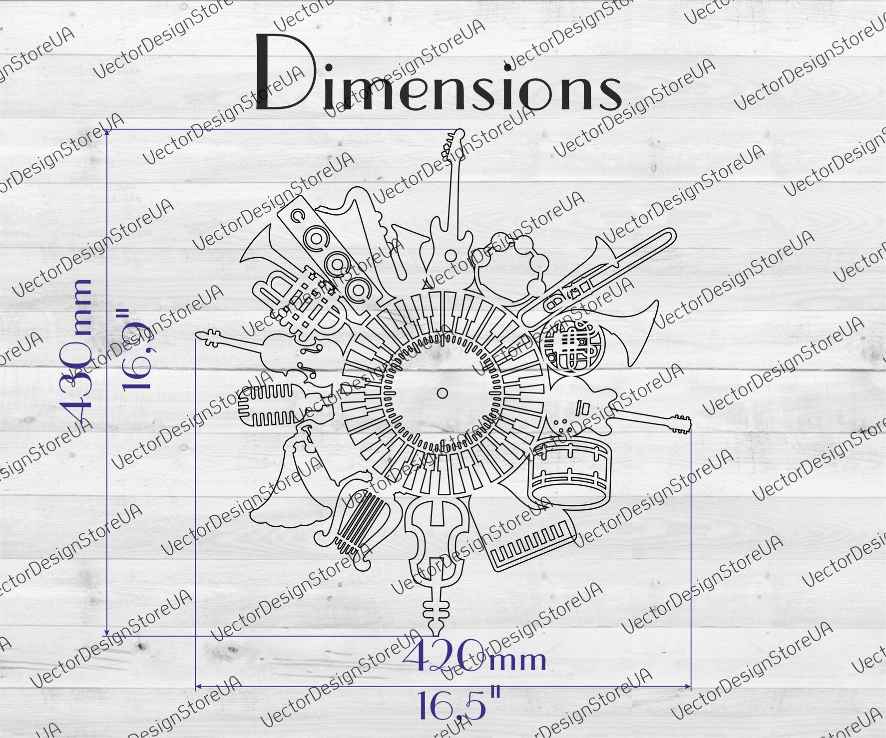 Music Clock svgMusic clock for wallMusic decor svgRustic | Etsy