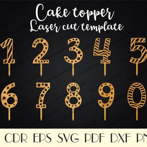 Set of 10 Number Cake Toppers,numbers for Cake,numbers Svg,numbers Dxf ...
