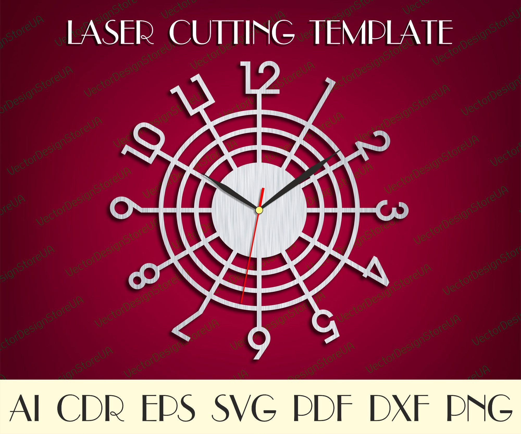 Modern Clock Svggeometric Artnumbers Clockwood Wall - Etsy