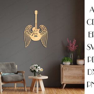 Guitar Wall Art,guitar Svg,wings Wall Art,wings Svg,music Gifts,music ...