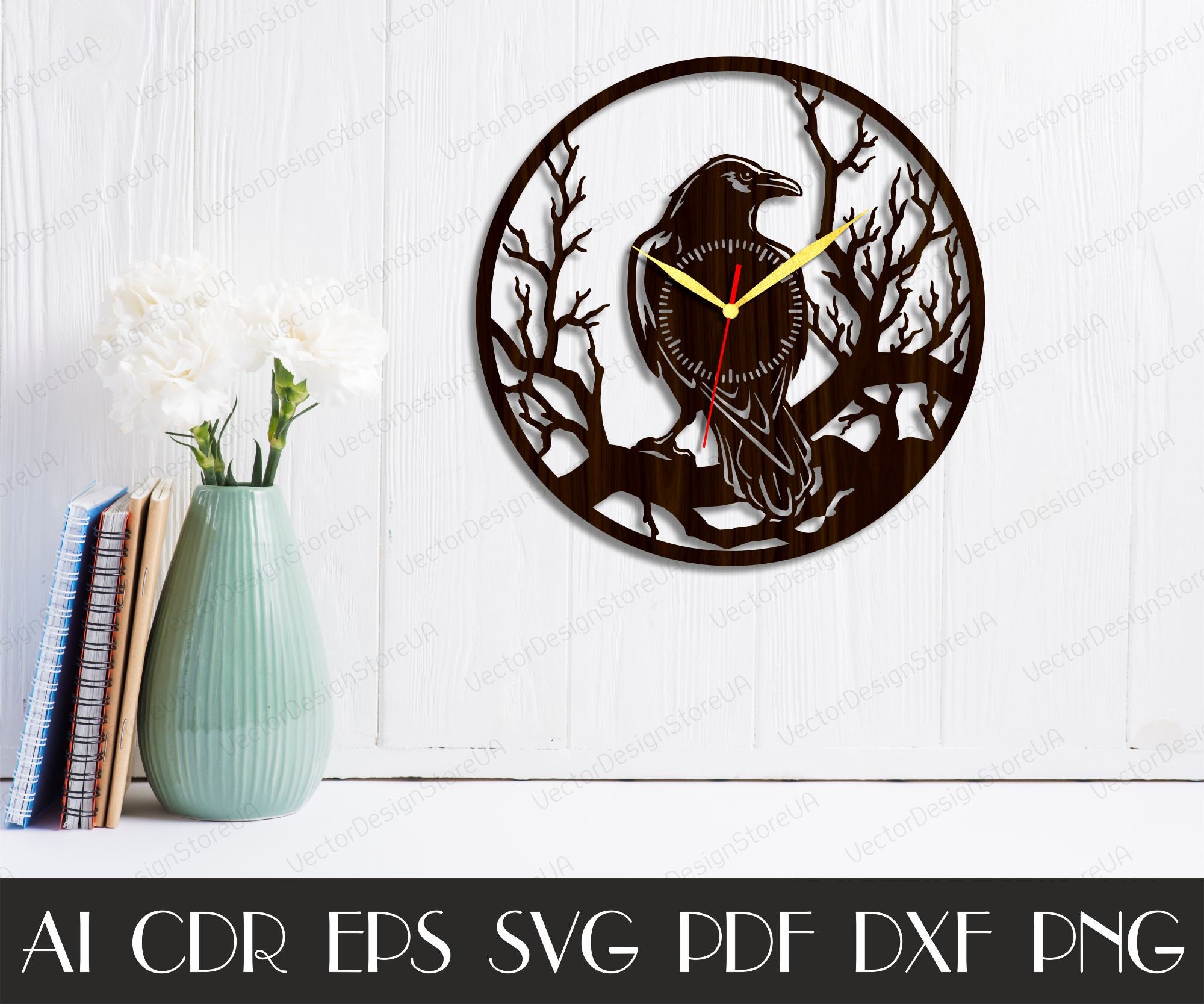 Birds Wall Art,bird Clock Svg,bird Wall Decor,nature Wall Art,tree ...