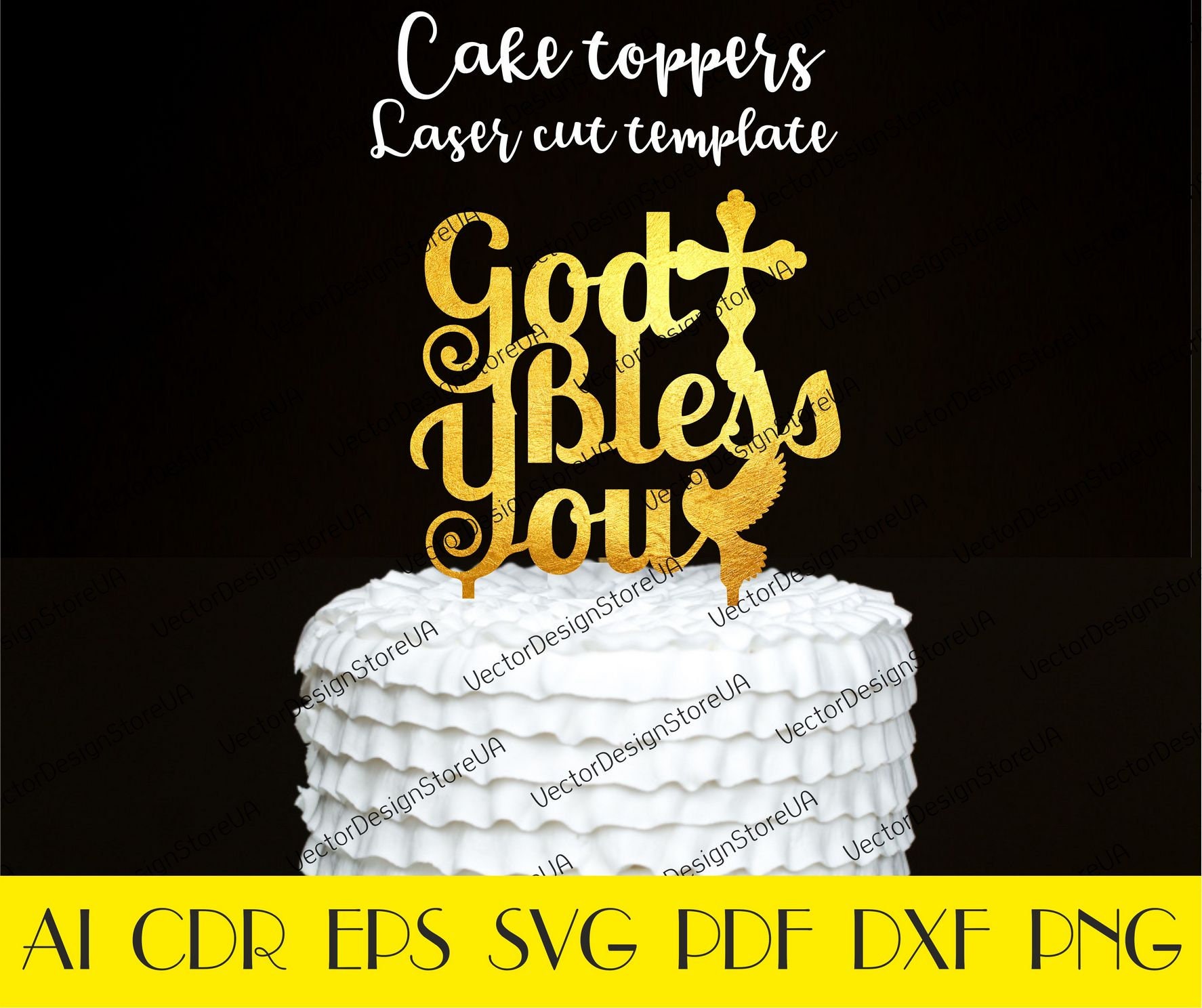 God Bless You Cake Topper fileFirst Communion giftChristian - Etsy España