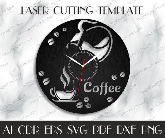 Kitchen Clock Svgcoffee Time Clock Filecoffee Sign | Etsy