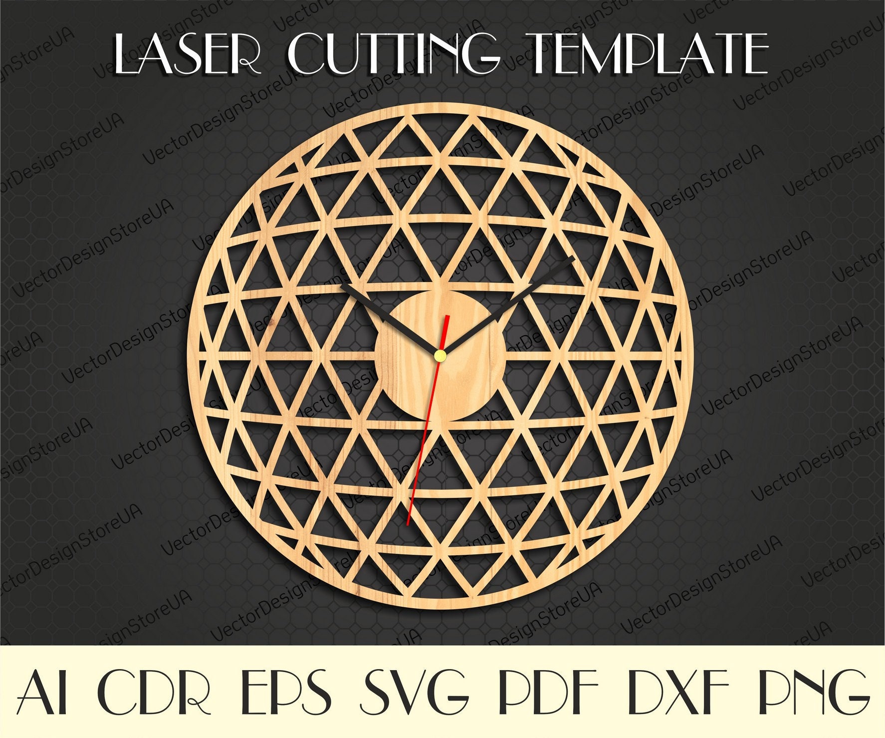 Geometric Wall Decorhome Clock Svgmodern Wall Decorunique | Etsy