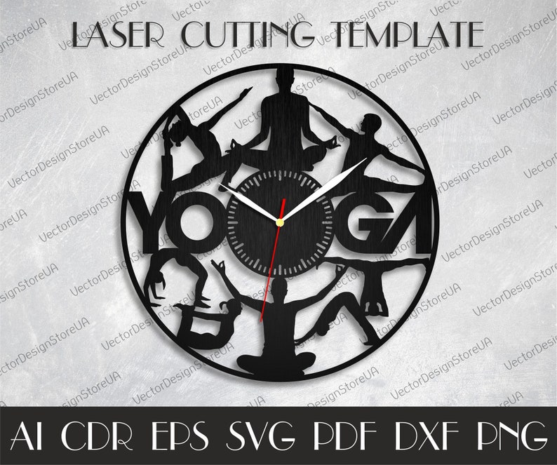 Yoga Clock Svgyoga Artyoga Svgyoga Wall Artyoga Clock for | Etsy