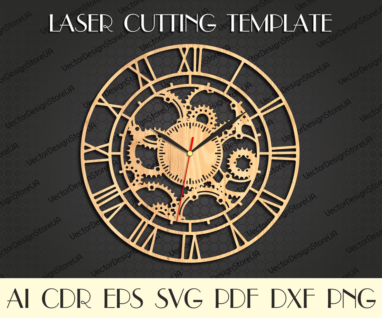 Reloj de pared de madera dxf modelo de corte corte láser de - Etsy España