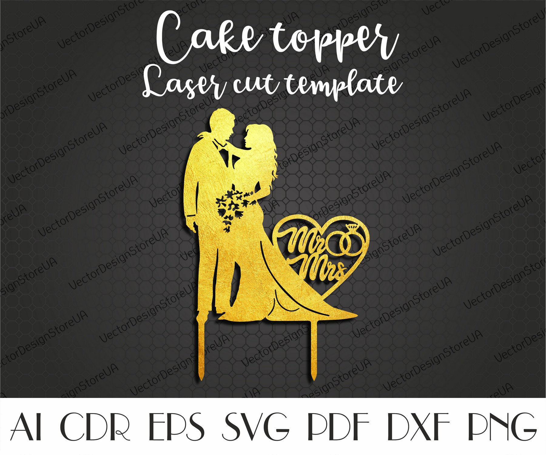 Wedding Cake Topper Templateanniversary Cake Topper Filemr - Etsy