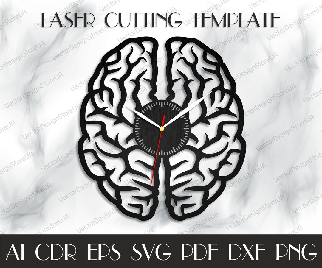 Human Brain Svg,brain Svg,brain Clock Dxf,brain Wall Art,brain Decor ...
