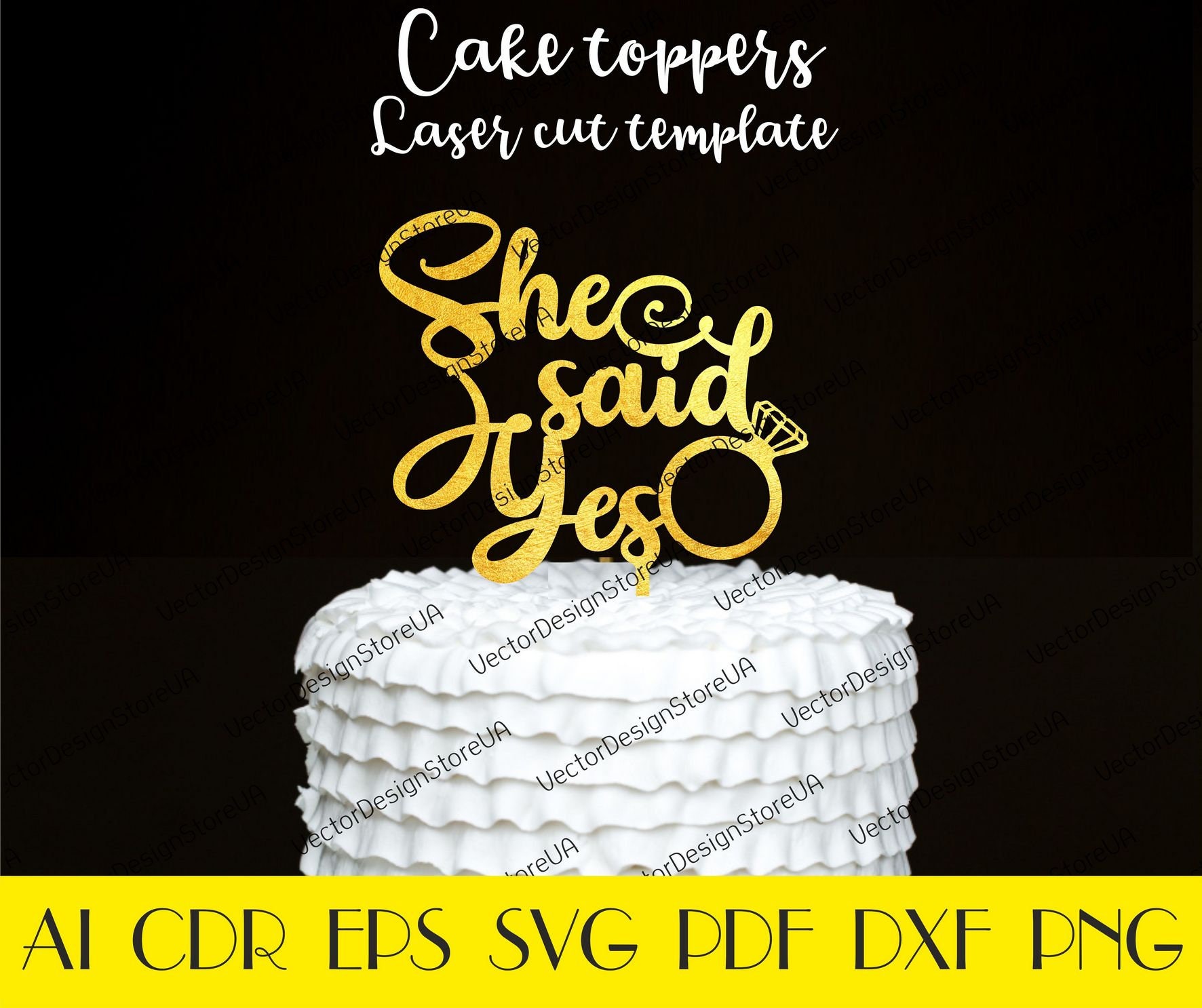 She Said Yes Cake Topper Svgengagement Party Decorwedding | Etsy