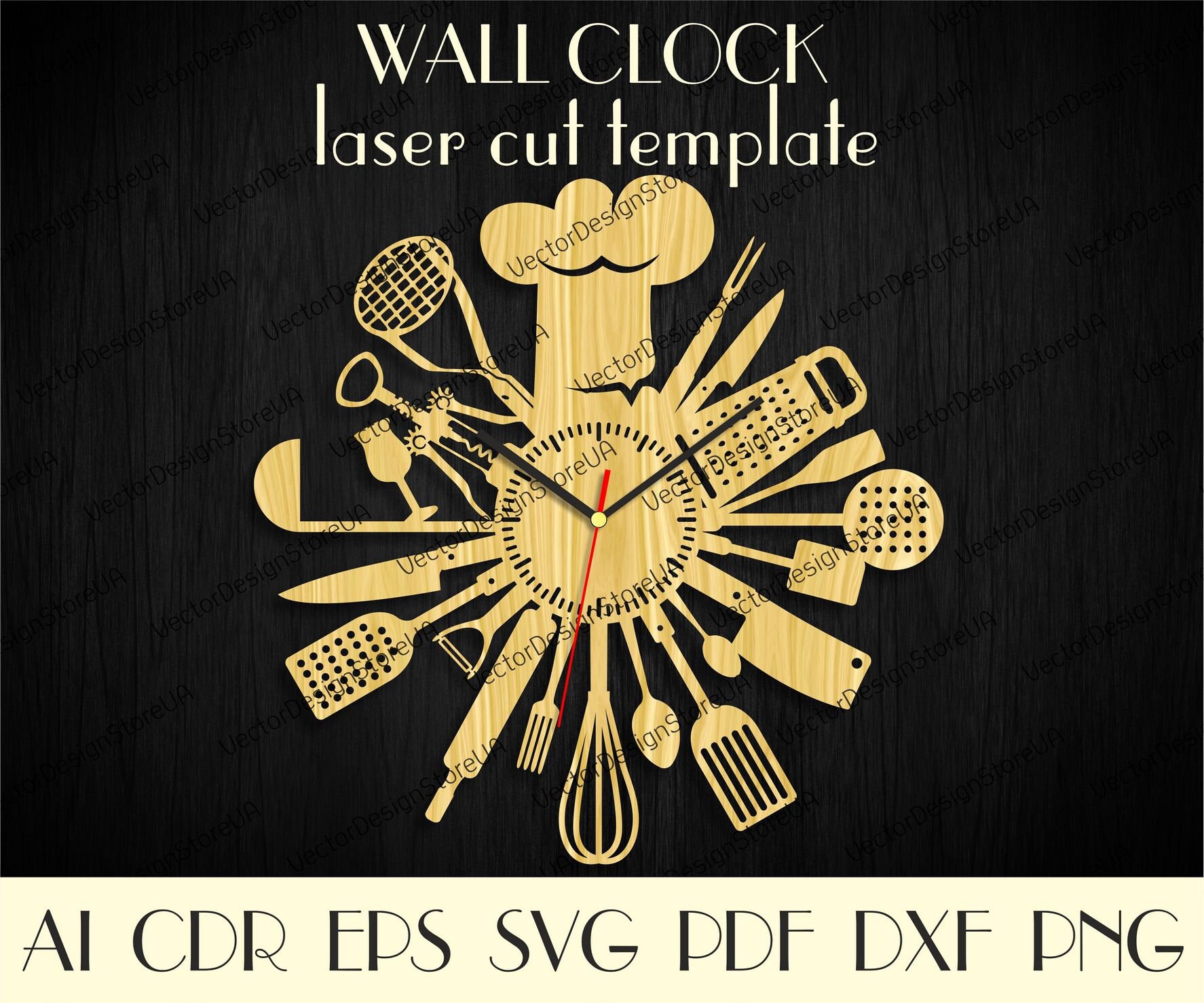 Kitchen Clock Svgkitchen Clock for Wallkitchen Decor - Etsy