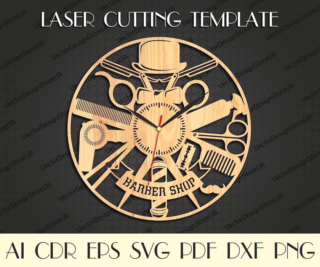 Barber Shop Clock,barber Decor,clock Laser Cut,barber Svg,barber Wall ...