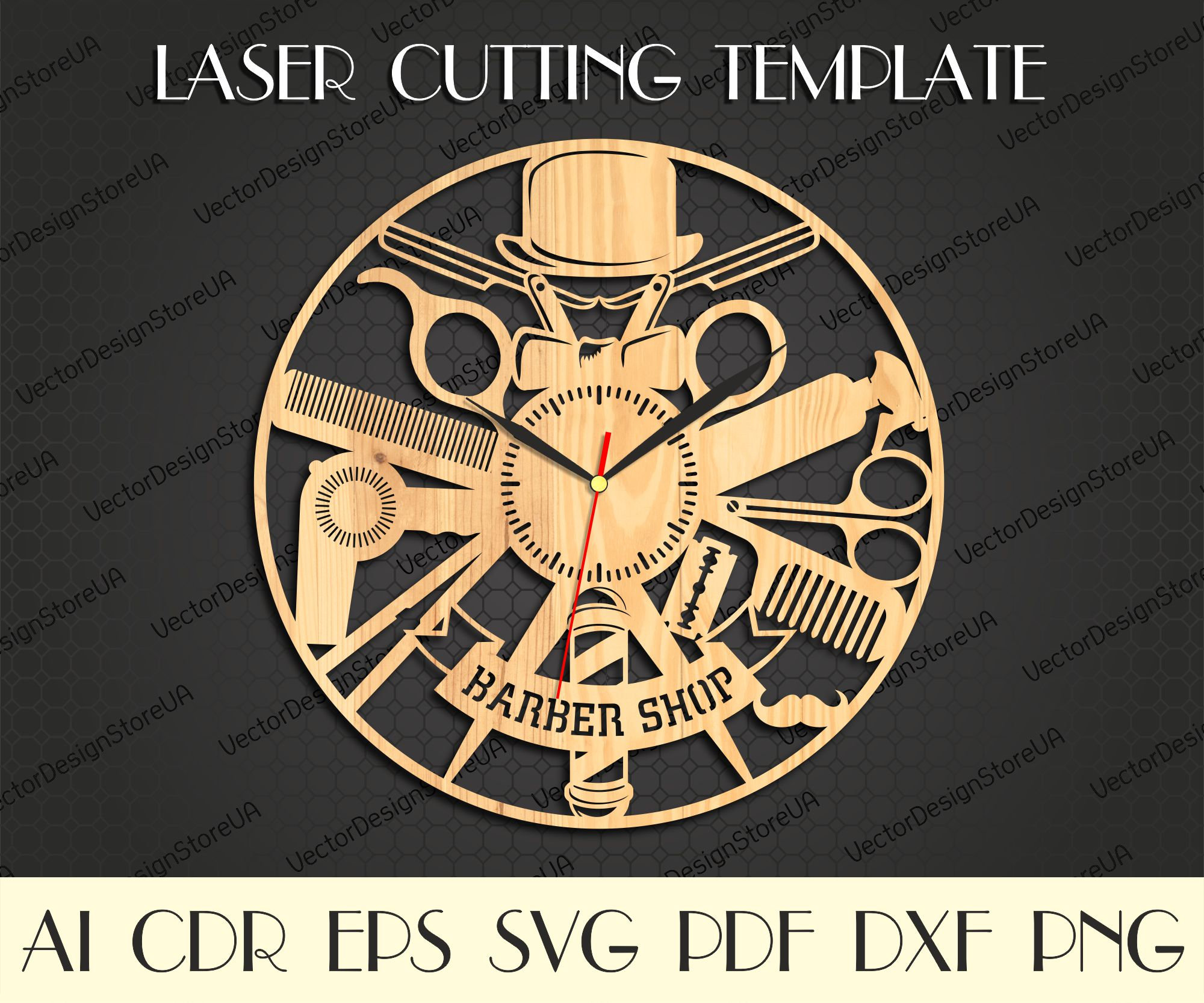 Barber shop clockBarber decorClock laser cutBarber | Etsy