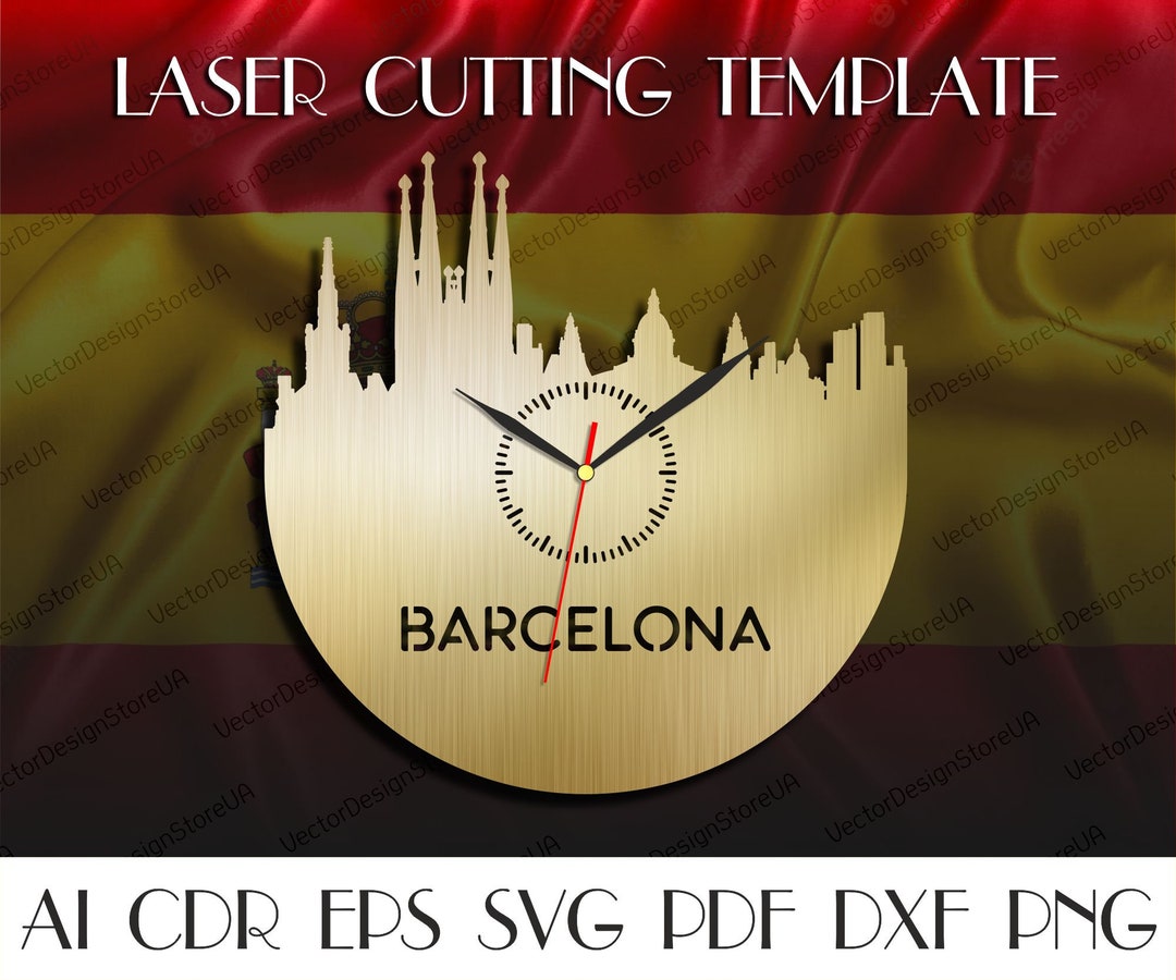Barcelona Art,barcelona Svg,barcelona Wall Clock,barcelona Skyline Svg ...