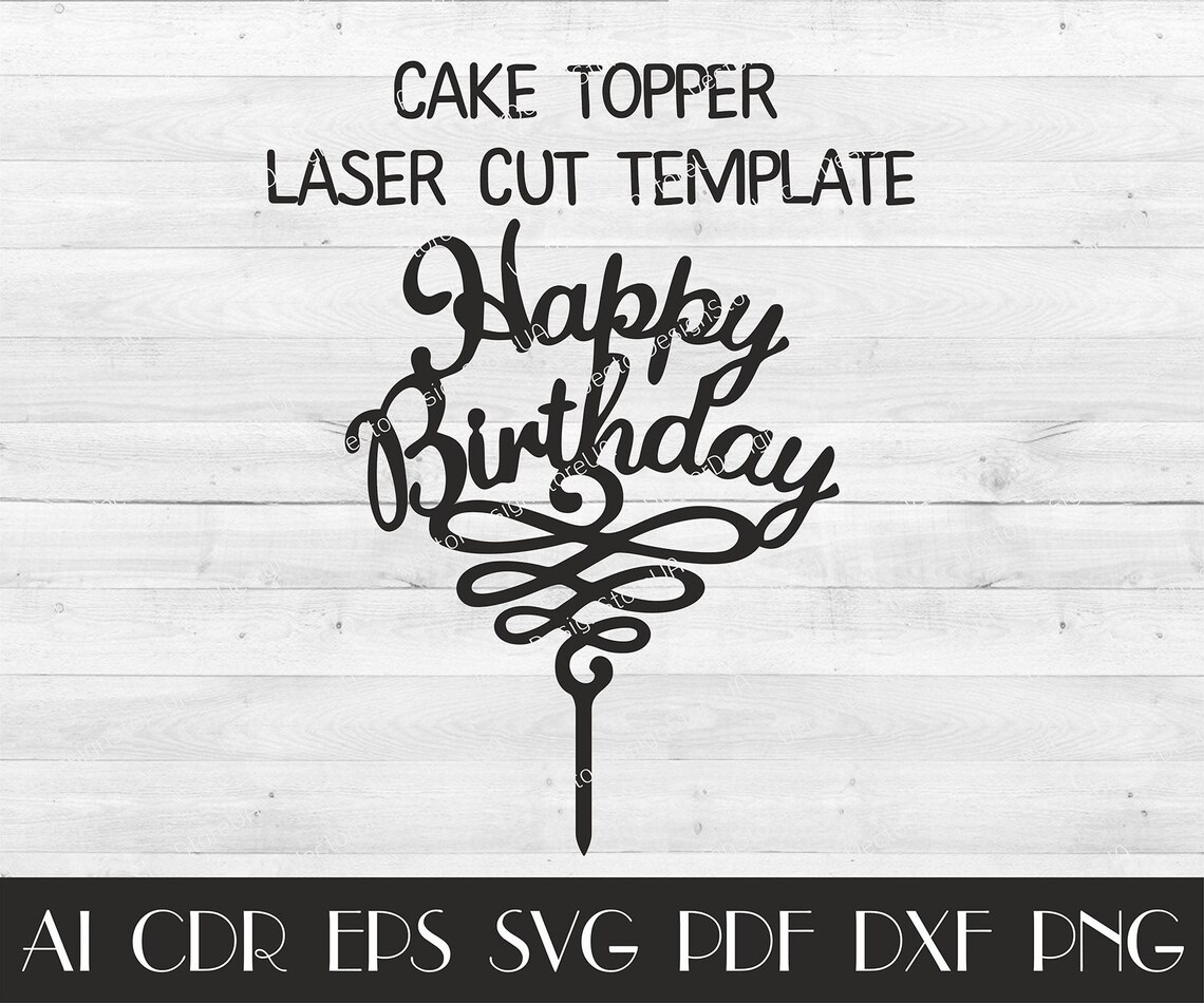 Happy Birthday Cake Topperhappy Birthday Templatebirthday - Etsy