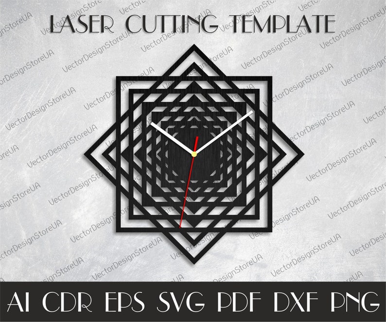 Modern Wall Clock Large Clock for Wall Geometric Clock Dxf | Etsy