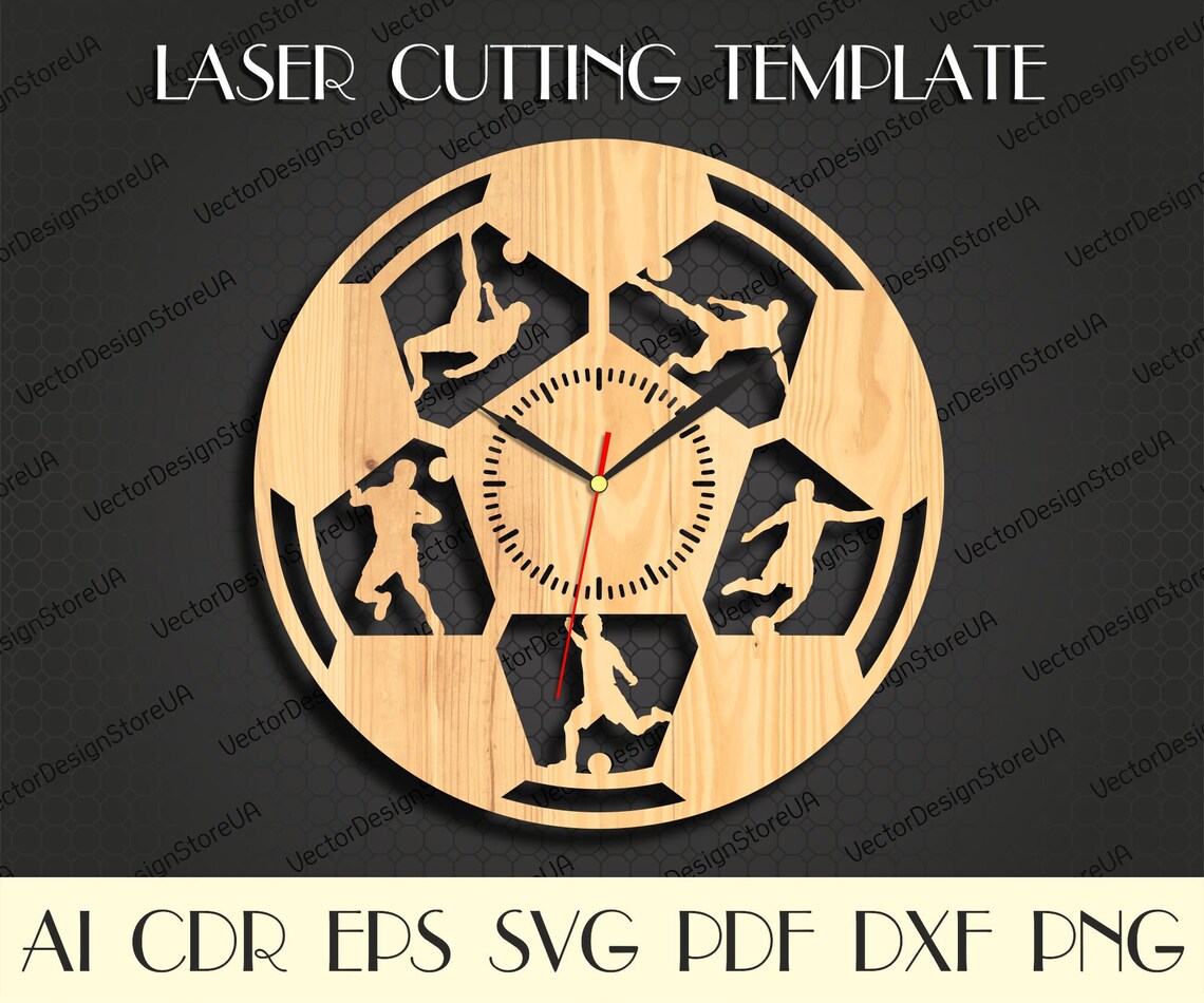 Football Clock Svg,sport Clock,football Wall Art,football Svg,soccer ...