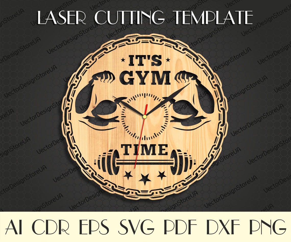 Bodybuilding Clock Svgsport Clockgym Wall Clockgym | Etsy