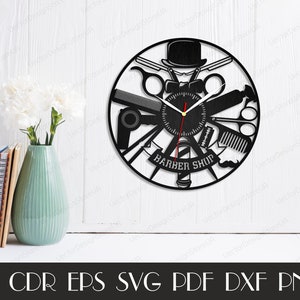 Barber Shop Clock,barber Decor,clock Laser Cut,barber Svg,barber Wall Clock,housewarming Gift ...