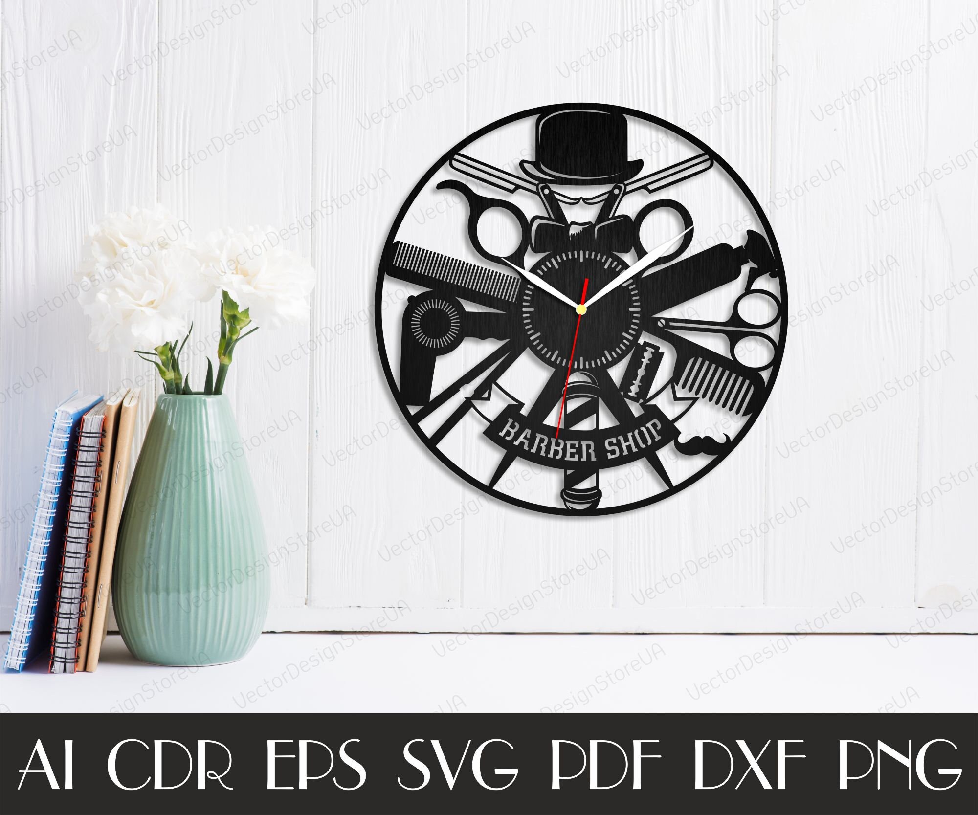Barber Shop Clockbarber Decorclock Laser Cutbarber - Etsy