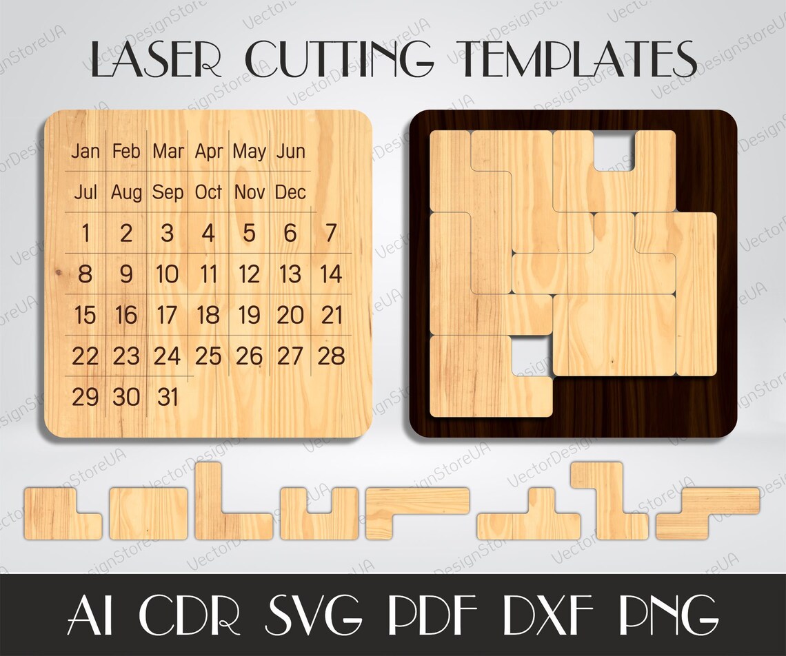 Daily Calendar Puzzle Svgpuzzles Laser Cutpuzzles Dxfdaily - Etsy