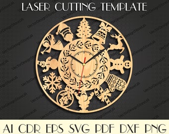 Christmas Clock Svg | Etsy