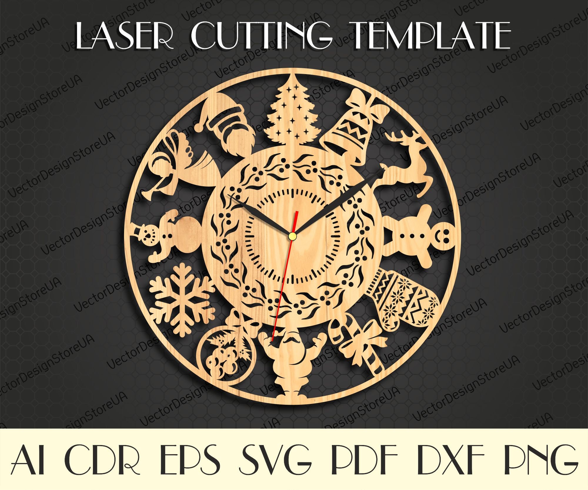 Christmas Clock Svgchristmas Svgchristmas Wall - Etsy