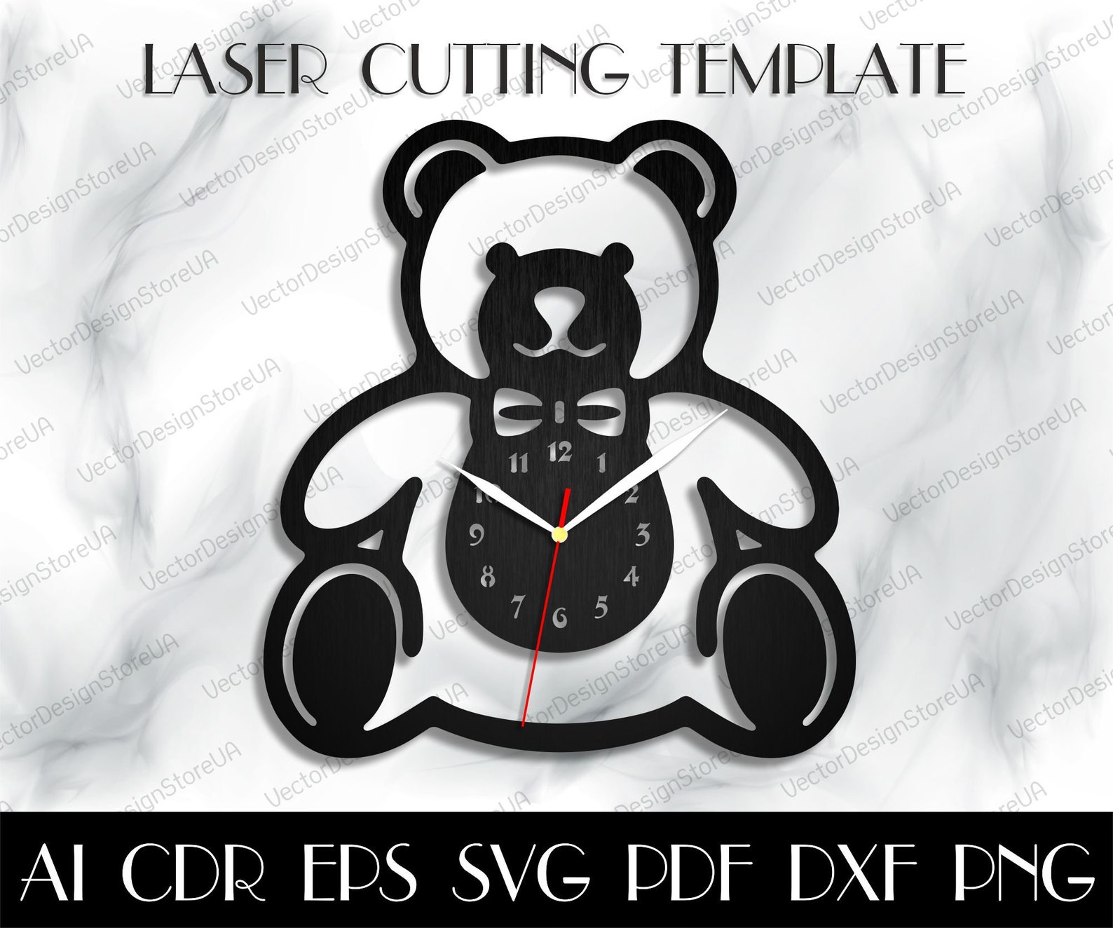 Teddy Bear Clock for Wall Teddy Bear Template Laser Cut - Etsy