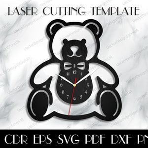 Teddy Bear Clock for Wall, Teddy Bear Template , Laser Cut Template ...