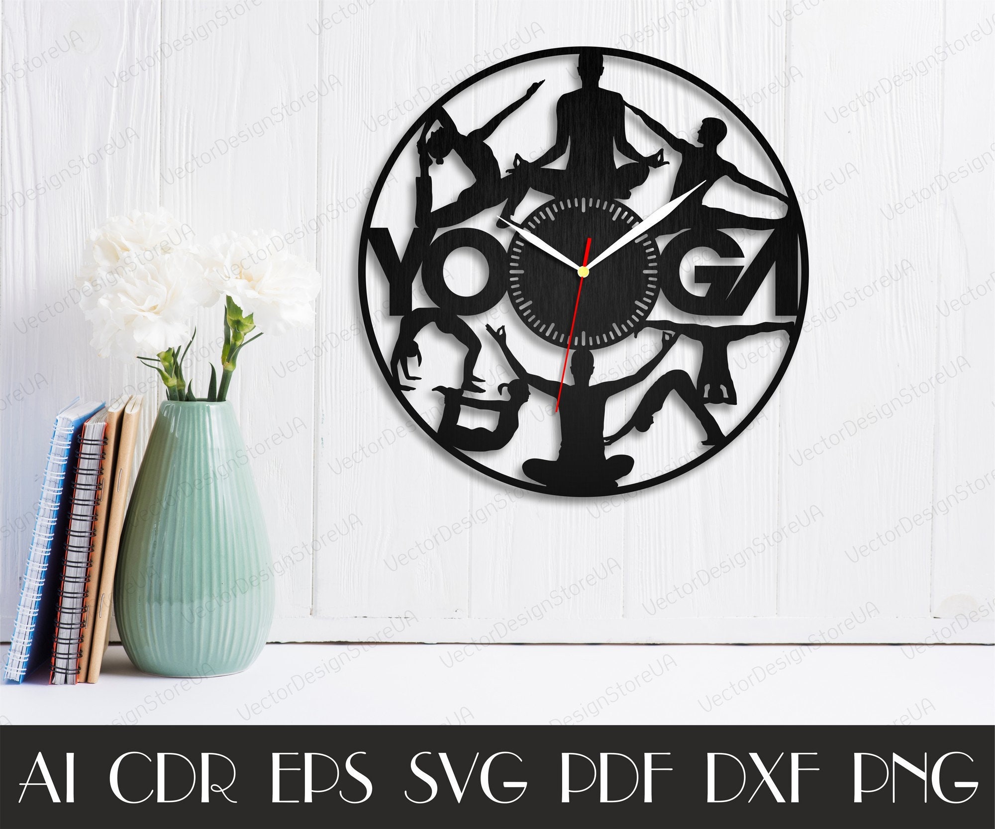 Yoga clock svgYoga artYoga svgYoga wall artYoga clock for | Etsy
