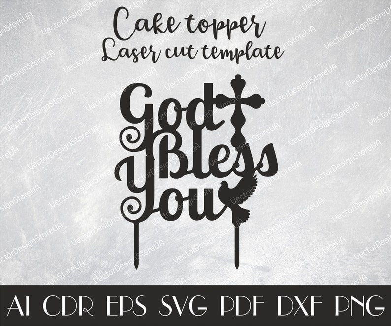 God Bless You Cake Topper File,first Communion Gift,christian Cake ...