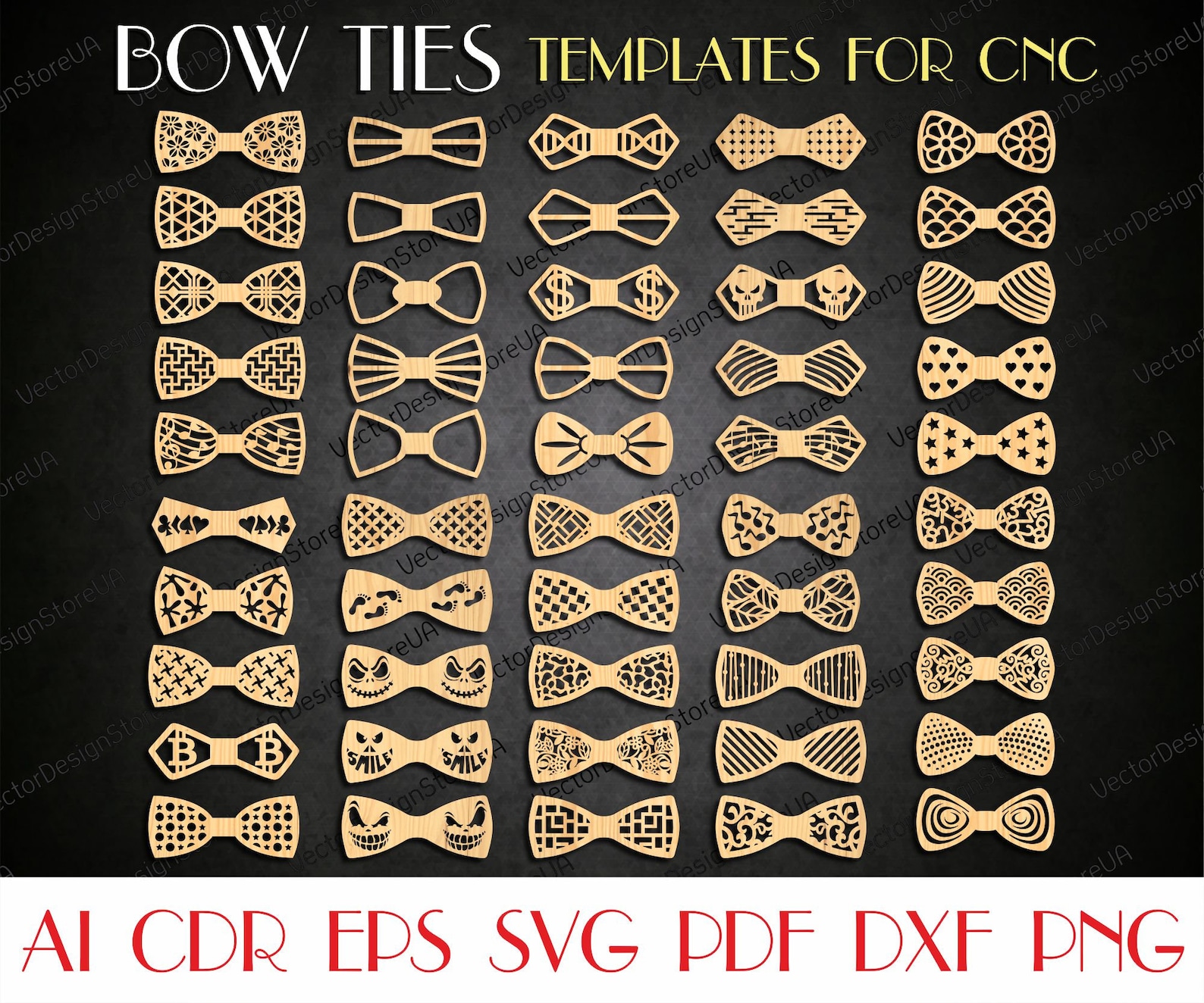 Bow Ties Set 50 Pcsbow Tie Svgbow Tie Dxfbow Ties for - Etsy