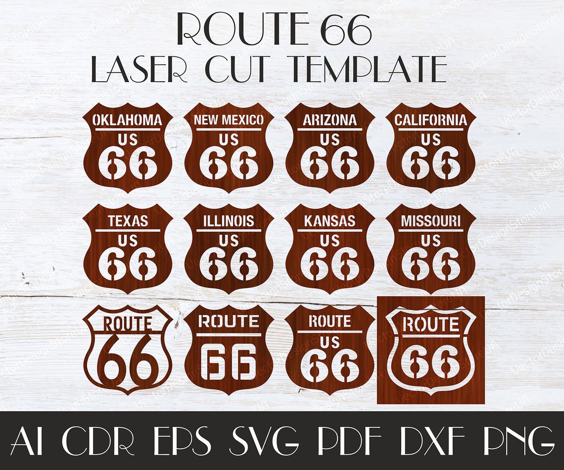 Set 12pcs Route 66 Sign,route 66 Svg,route 66 Home Decor,laser Cut ...