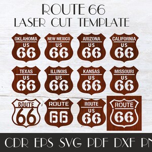 Set 12pcs Route 66 Sign,route 66 Svg,route 66 Home Decor,laser Cut ...