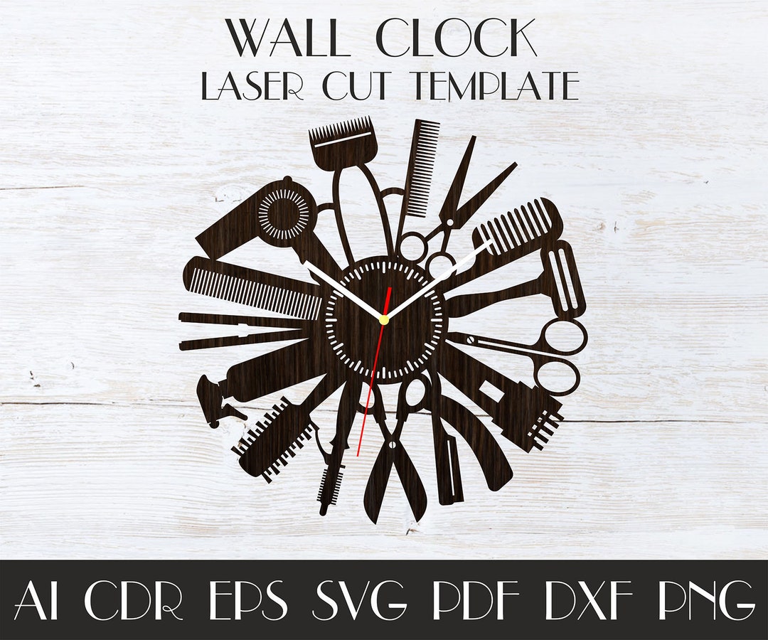 Barber Shop Clock,barber Decor,clock Laser Cut,barber Svg,barber Shop ...