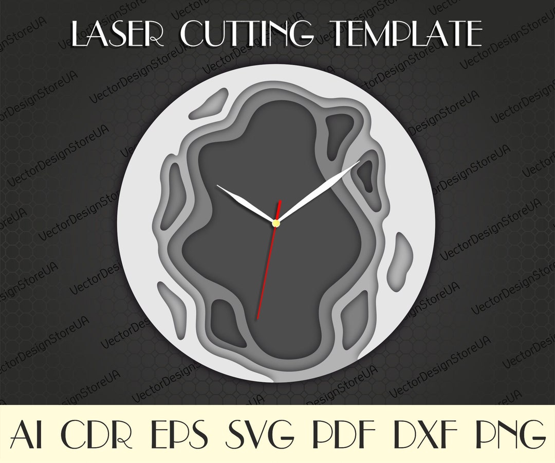 Layered Clock Svg,layered Svg,modern Wall Decor,large Clock Dxf,unique ...