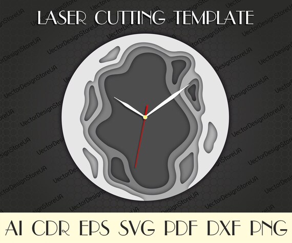 Layered Clock Svglayered Svgmodern Wall Decorlarge Clock - Etsy