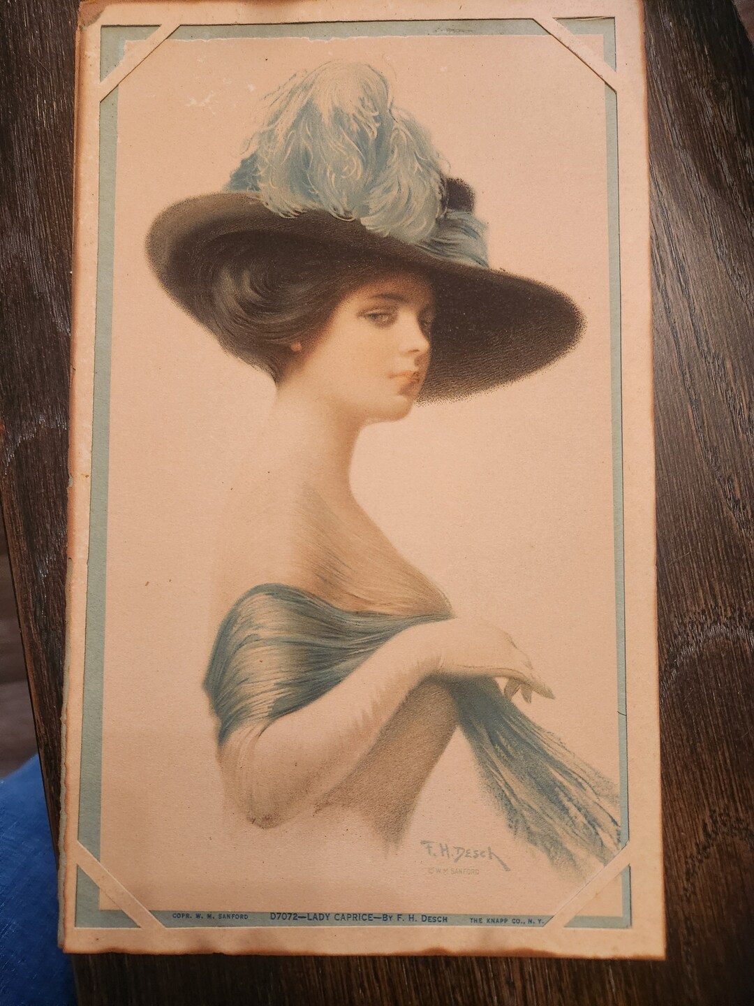 Antique Frank Desch Print of Lady Caprice - Etsy