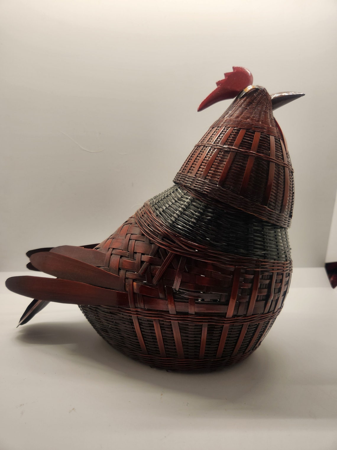 Vintage Chinese Bamboo 2 Piece Hen Chicken Basket - Etsy