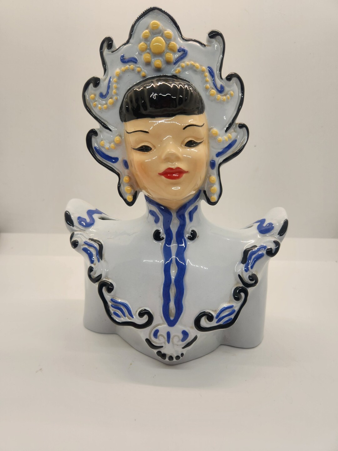 Florence Ceramics Asian Princess Vase – Vintage Porcelain Planter Bust ...