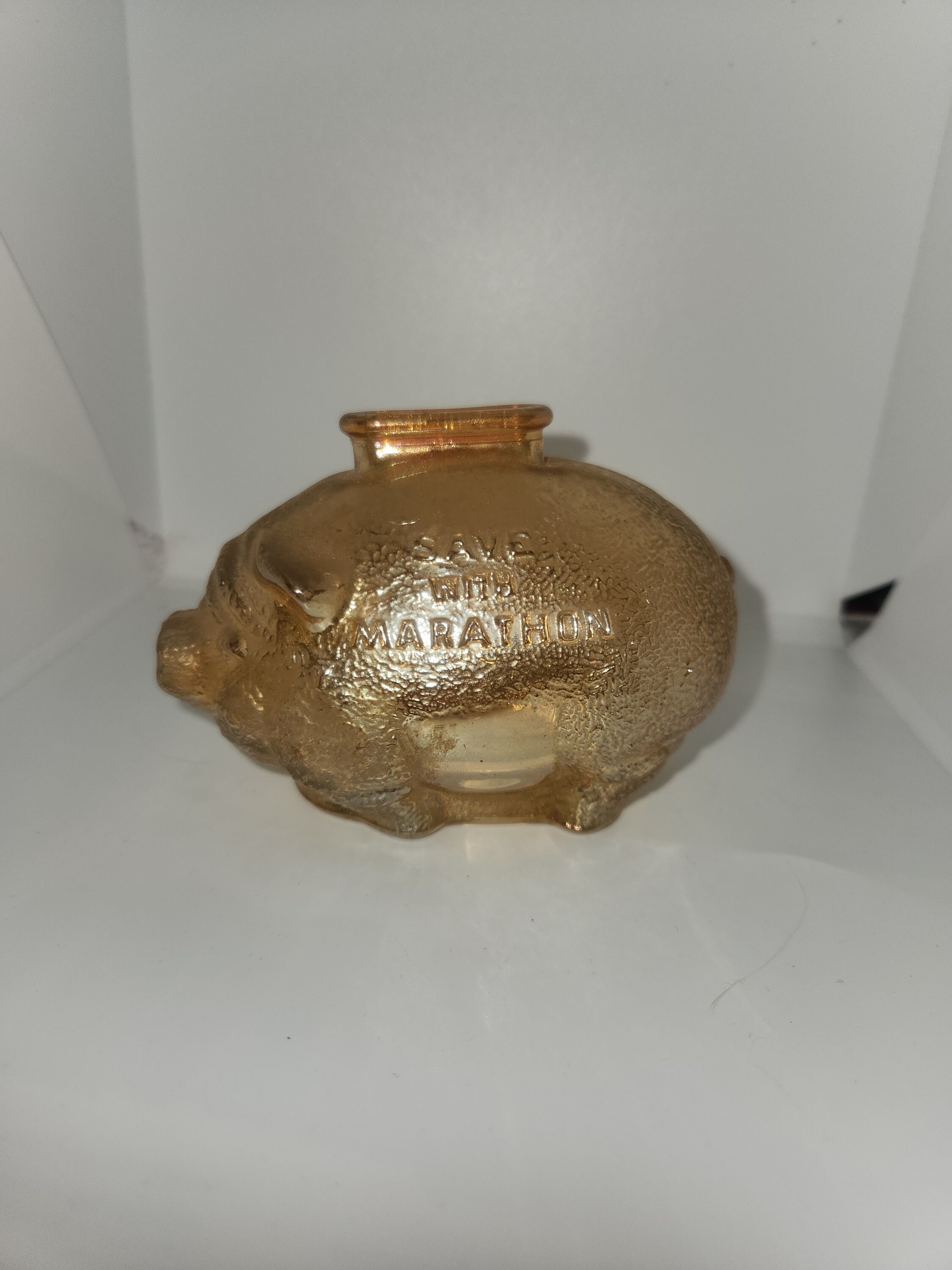 Vintage Textured Carnival Glass Piggy Bank - Coin Bank C1950s - Small ...