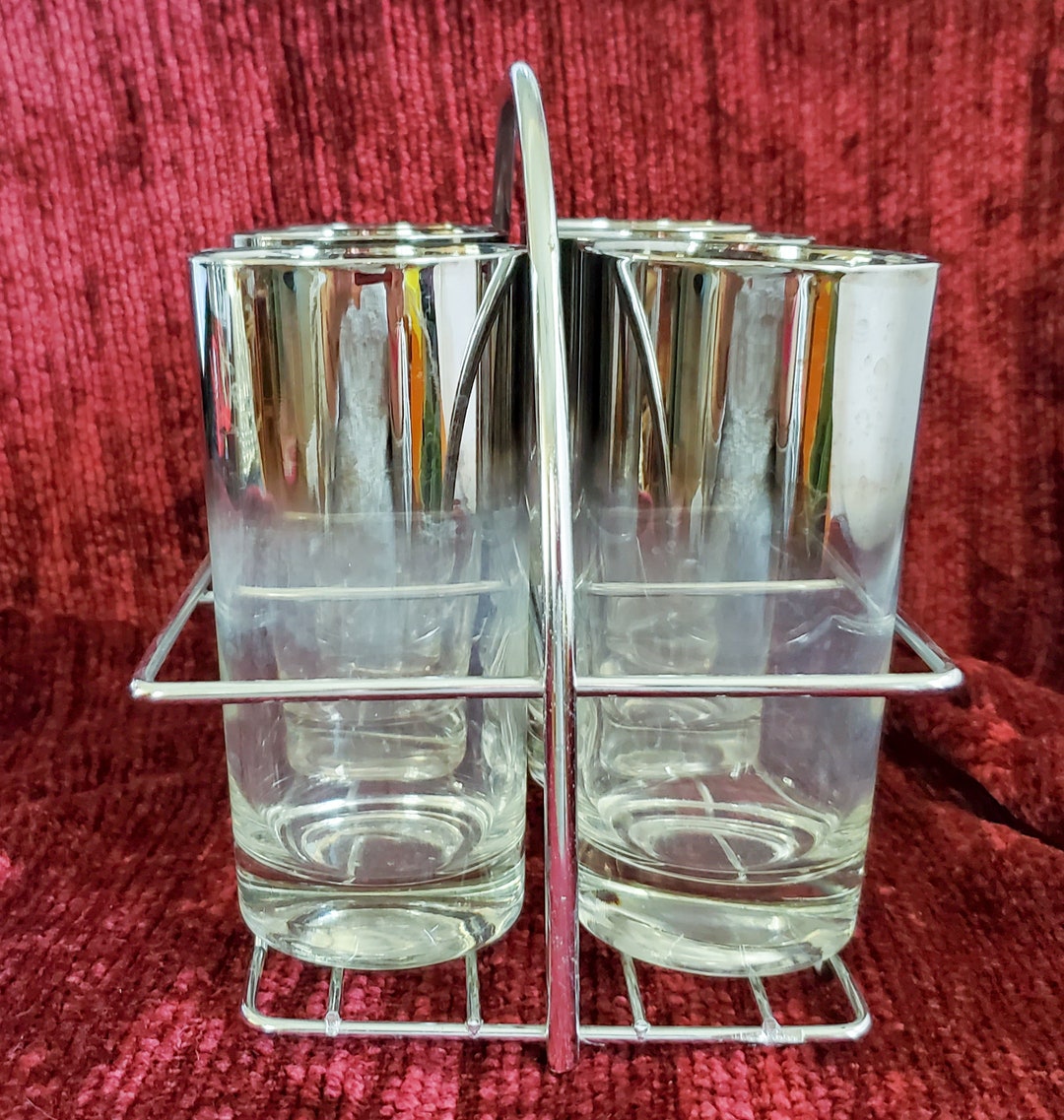 Vintage Dorothy Thorpe Tom Collins Glass Cocktail With Chrome Caddy - Etsy