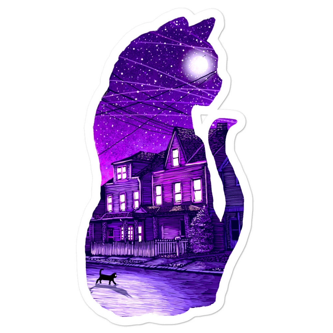 Cat Sticker, Purple Cat Sticker, Cool Cat Sticker, Pink Cat Sticker ...